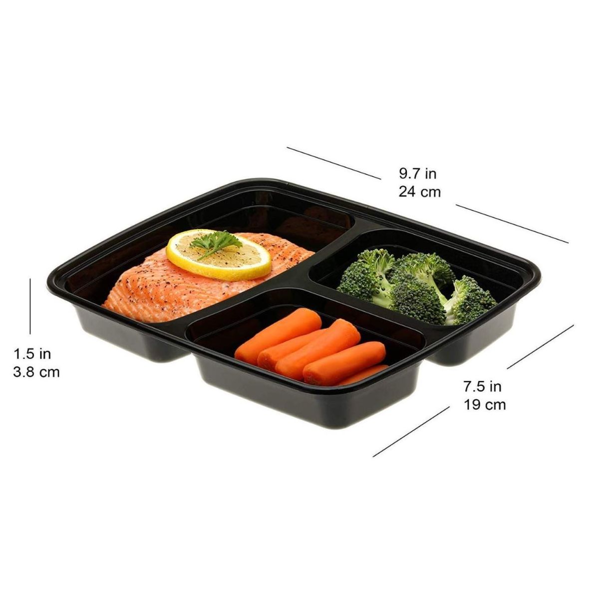 Meal Prep Containers 3 Compartment with Lids Portion Control – Set of ...